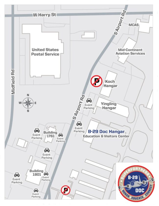 B-29 Doc Hangar, Education and Visitors Center Parking Map - B-29 Doc